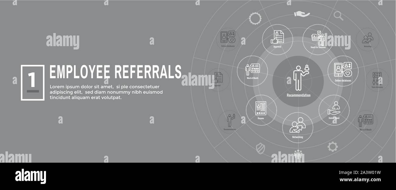 Employee Referrals Icon Set w Web Header Banner Stock Vector Image ...