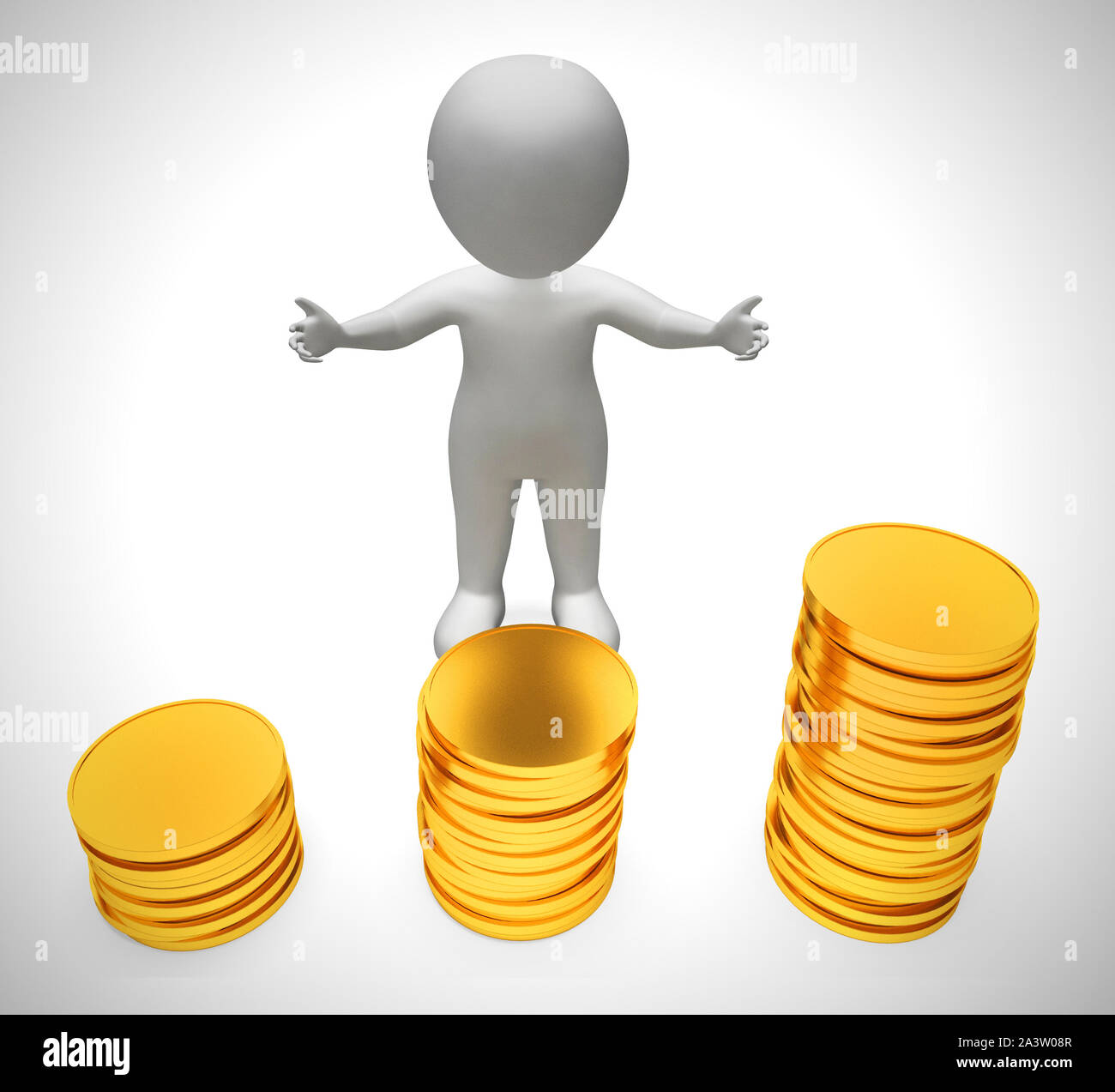 Gold coins in a stack depict wealth and ready money. A reserved fund of ...