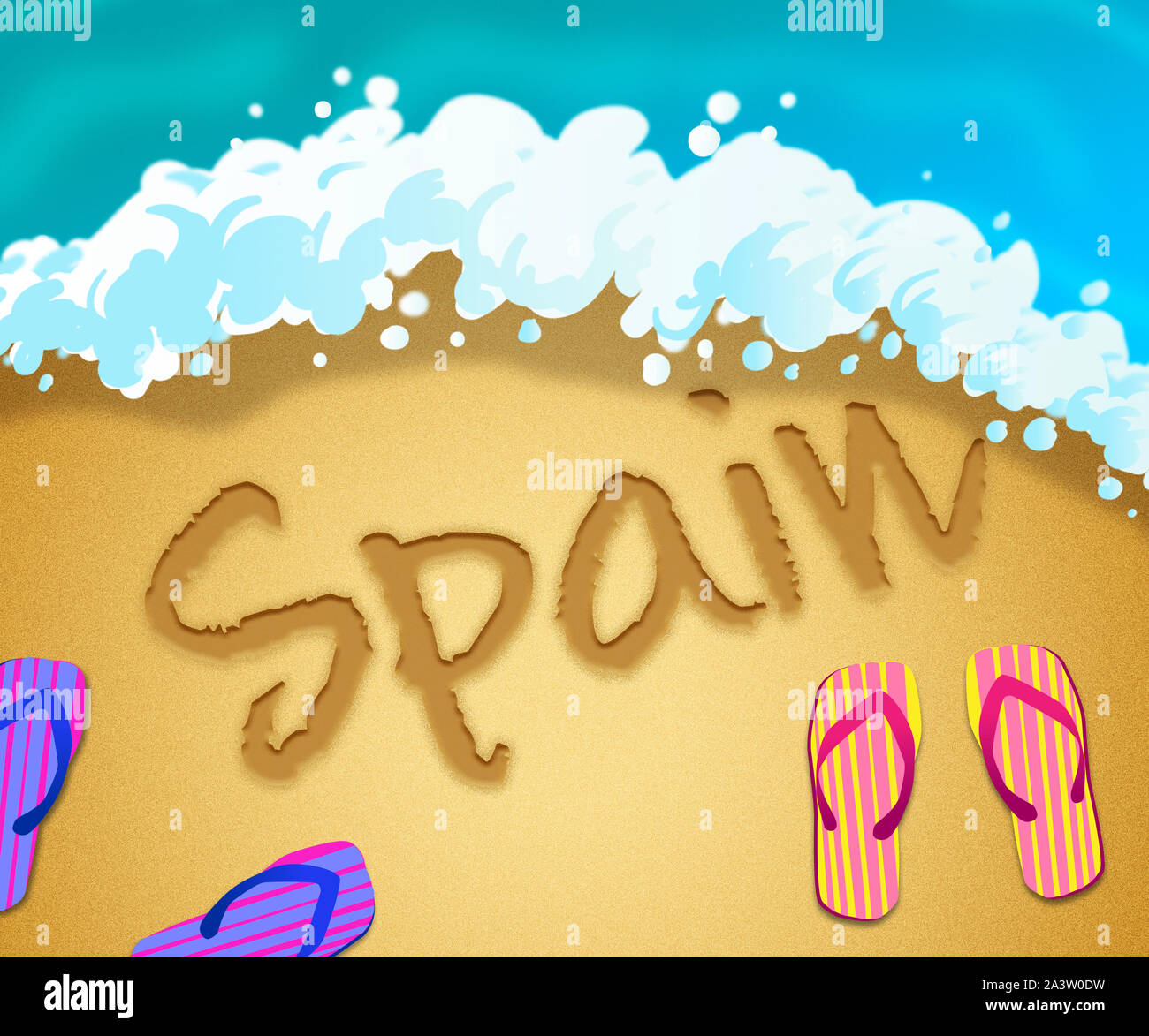 Spanish beach shore representing tourism and vacations in Spain. An ...