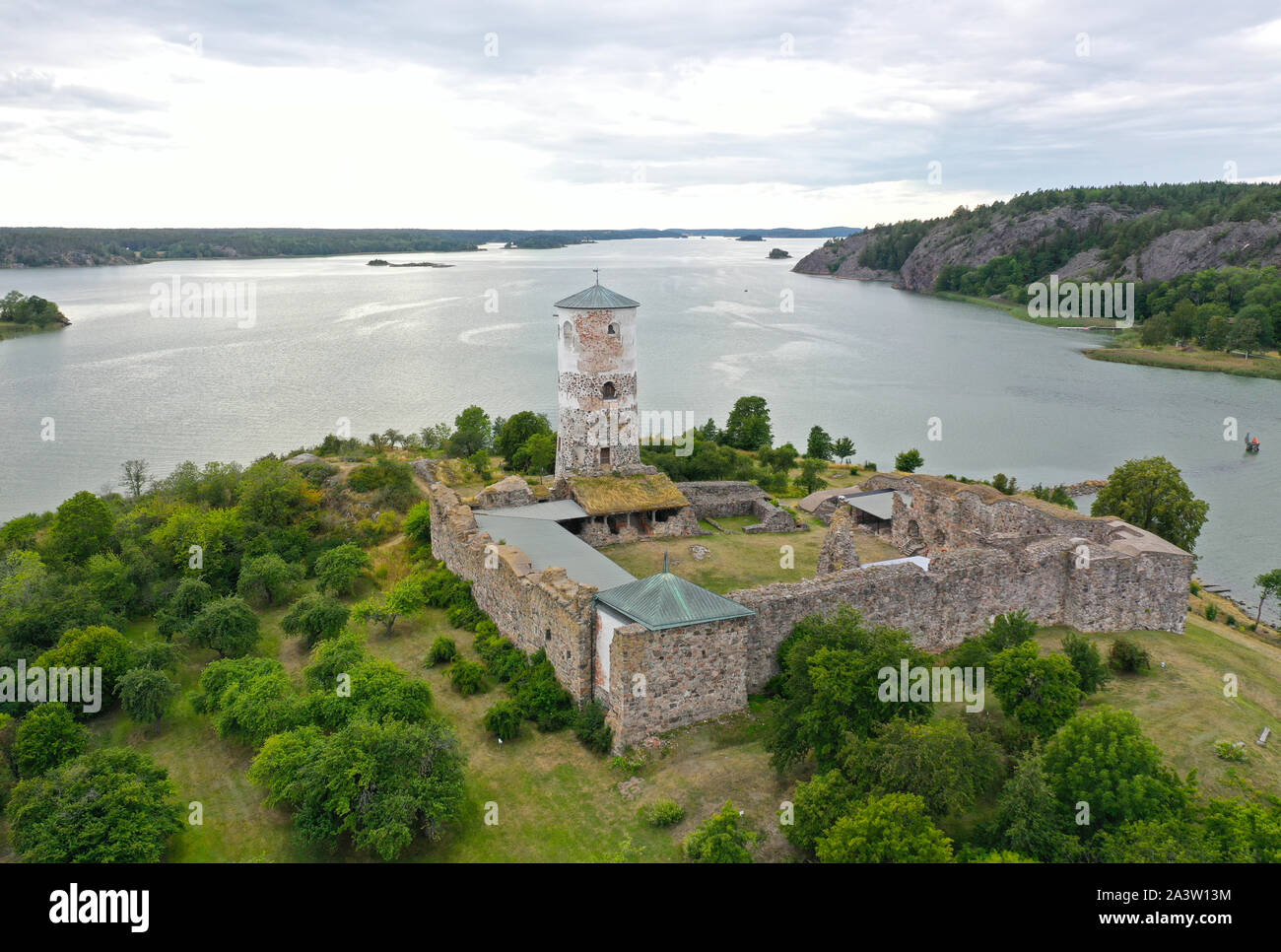 STEGEBORG 20190803Flygbild över Stegeborgs slottsruin, även Stäkeborg ...