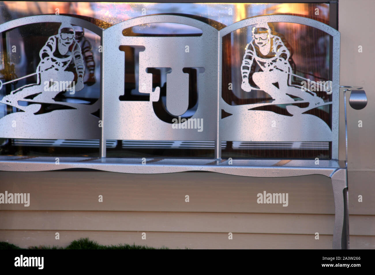 Liberty University initials inscribed on the seating around the campus ...