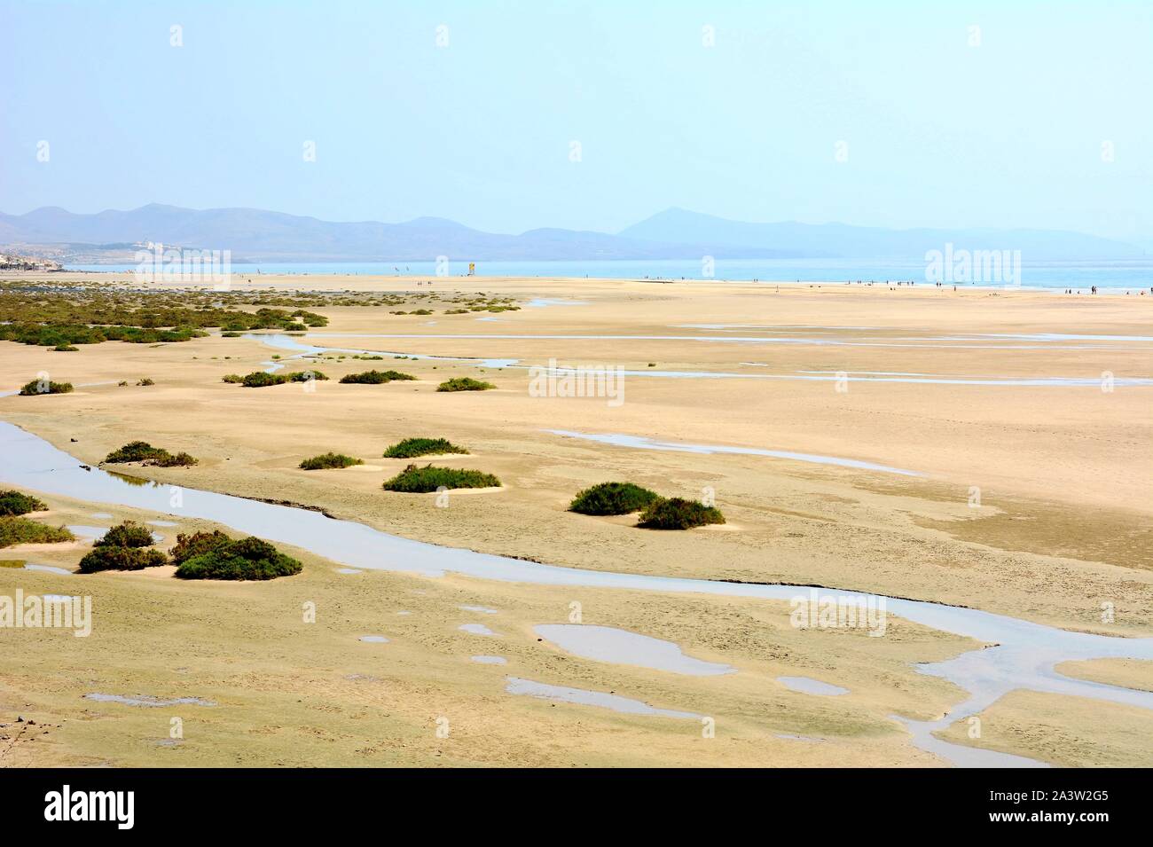 View of Sotavento beach with lagoons near Costa Calma village resort in ...