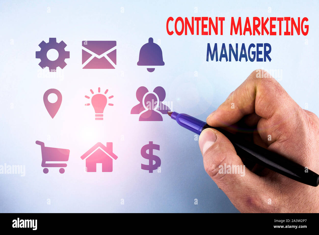 Writing note showing Content Marketing Manager. Business concept for ...