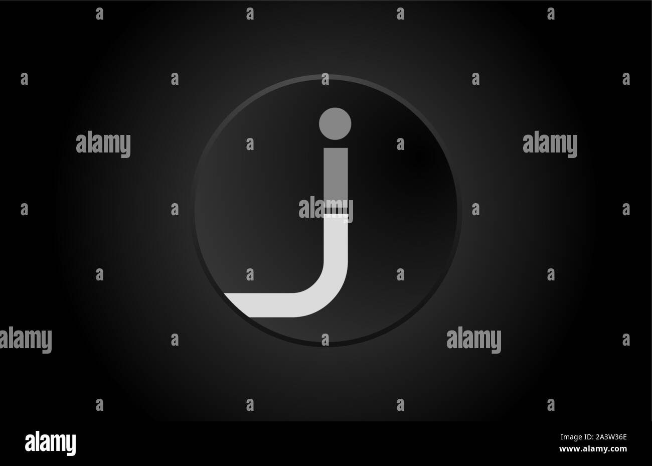 black and white alphabet letter j circle logo design suitable for a ...