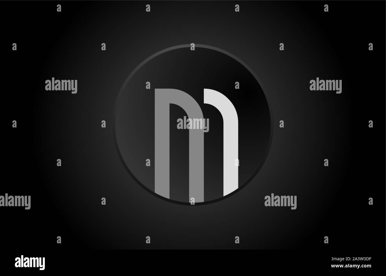 black and white alphabet letter m circle logo design suitable for a ...