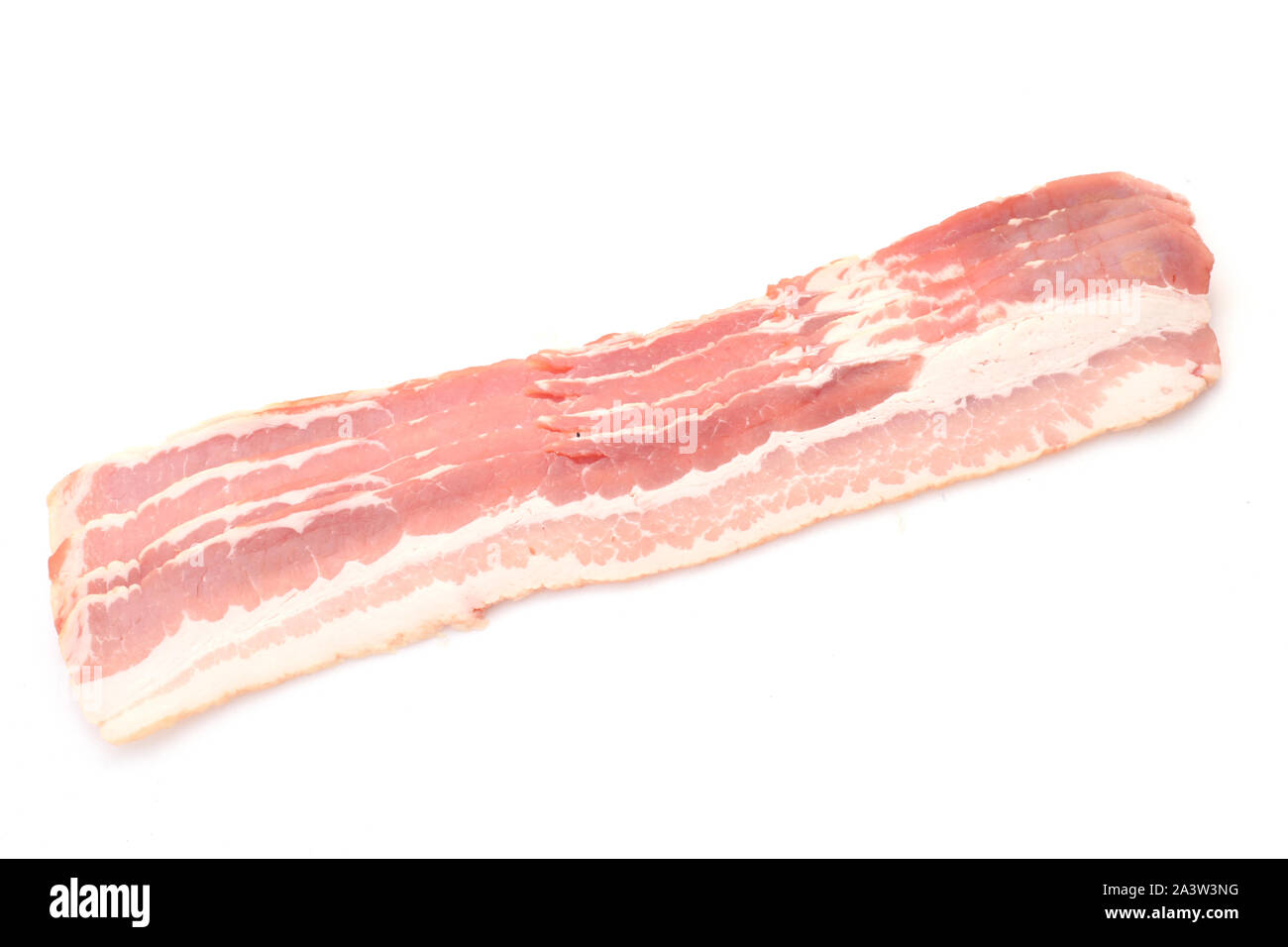 Raw Strips Of Bacon Isolated On White Stock Photo - Alamy