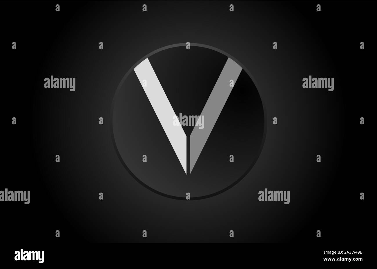 black and white alphabet letter v circle logo design suitable for a ...