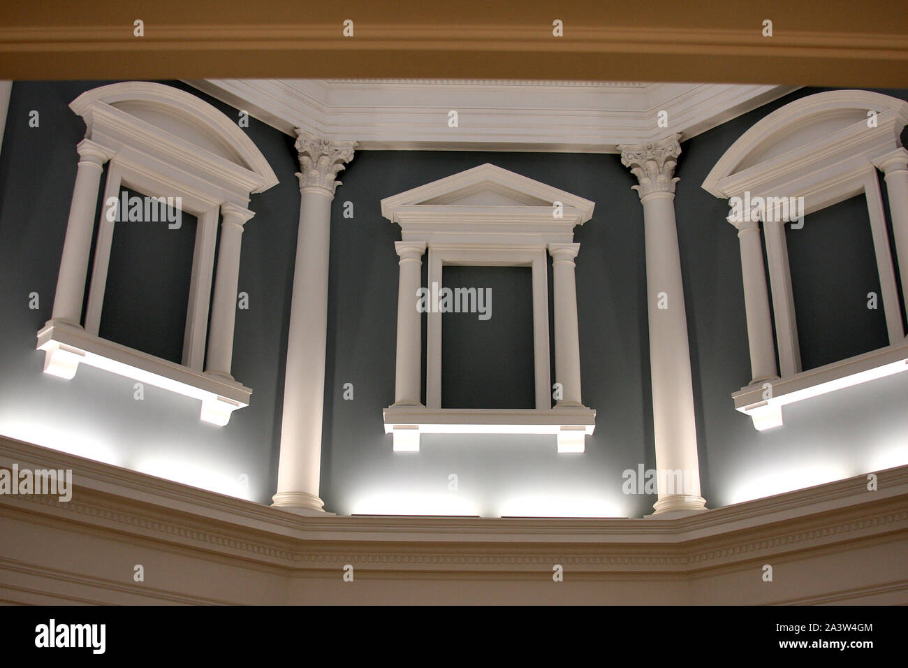 Architectural details inside the Hancock Welcome Center on the campus ...