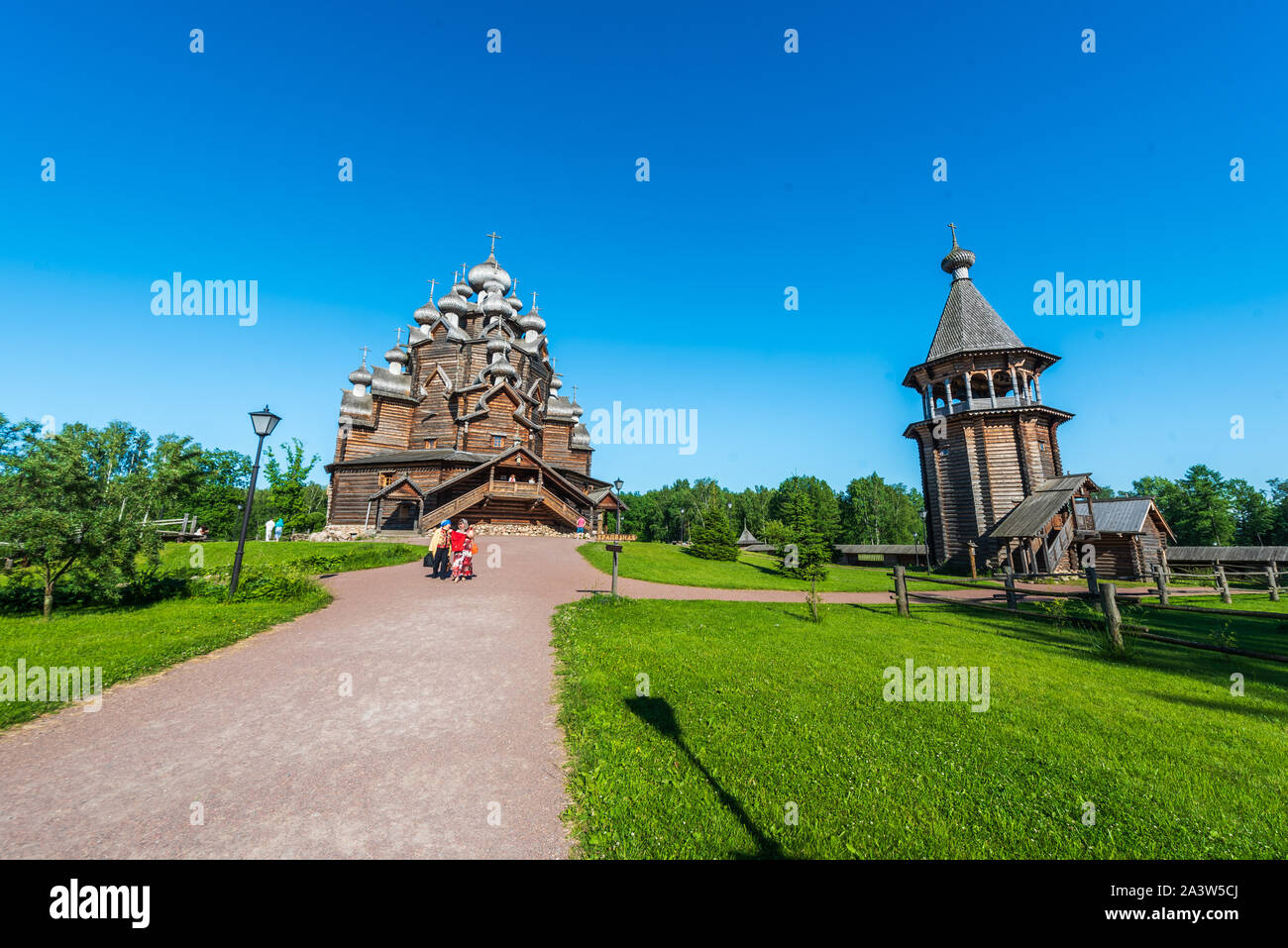 Wooden church (Pokrovskaya church), St. Petersburg, Russia. The ...