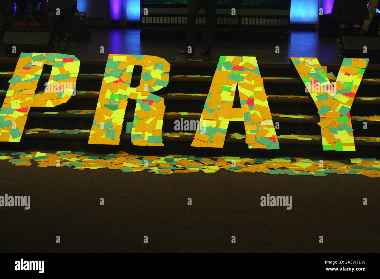 "Pray" sign surrounded by hundreds of prayer requests at Thomas Road ...
