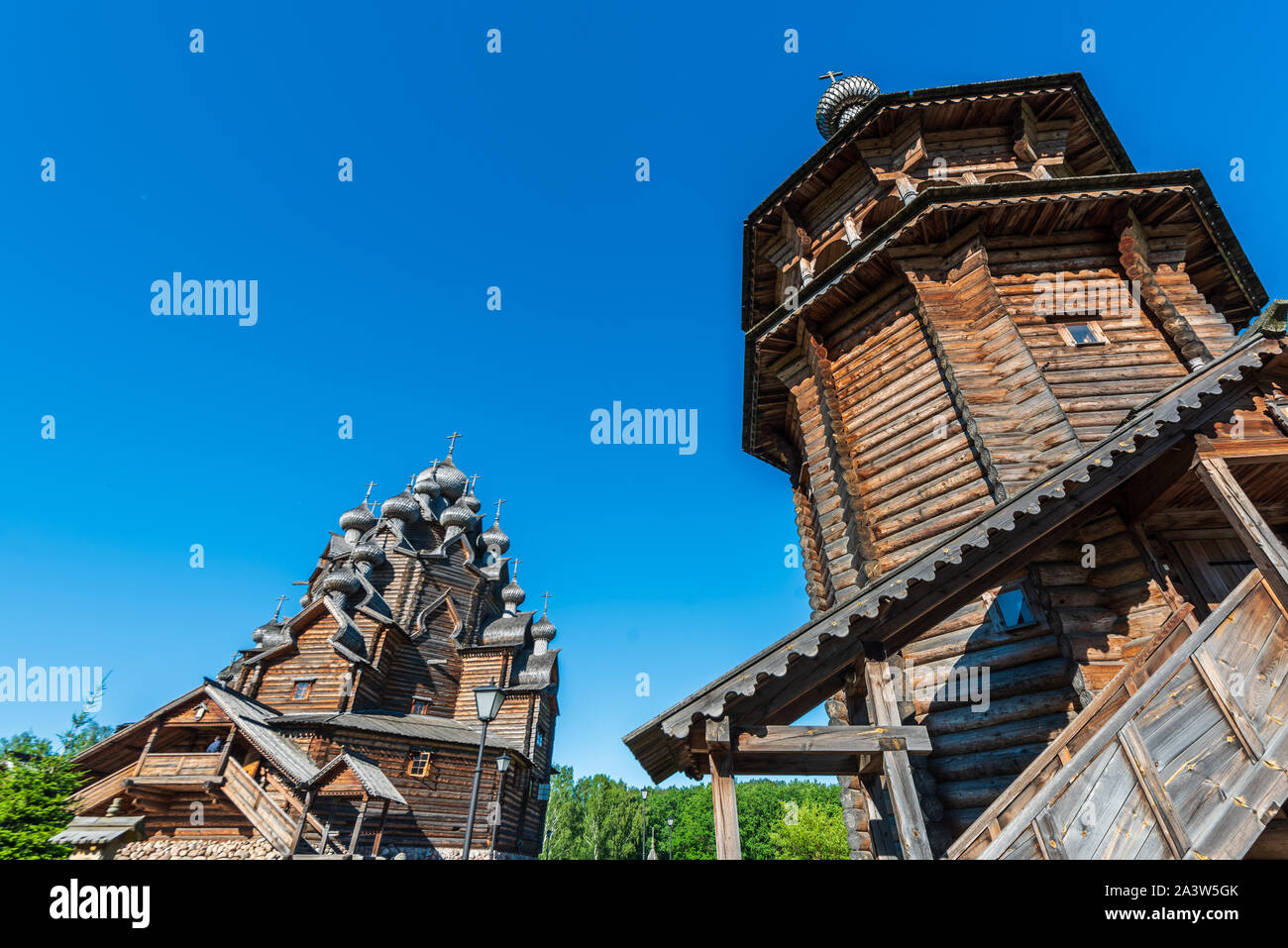 Wooden church (Pokrovskaya church), St. Petersburg, Russia. The ...