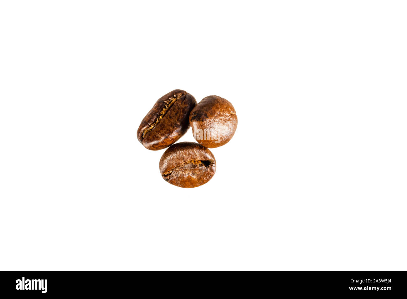 Three coffee beans isolated on white background Stock Photo - Alamy