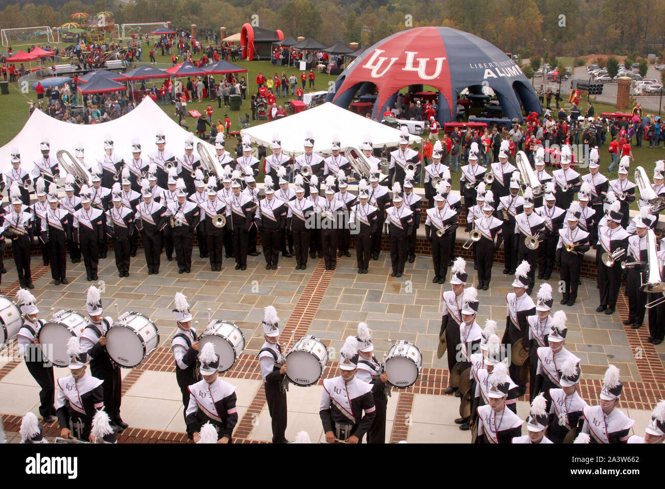 Lynchburg, VA, USA. Liberty University marching band and flag team ...