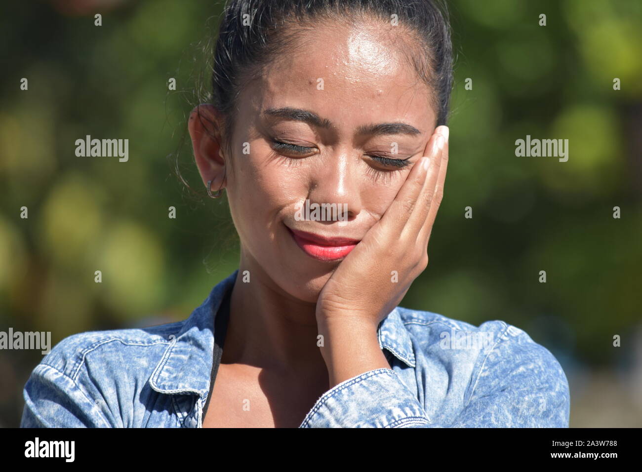 Tired Asian Female Woman Stock Photo - Alamy