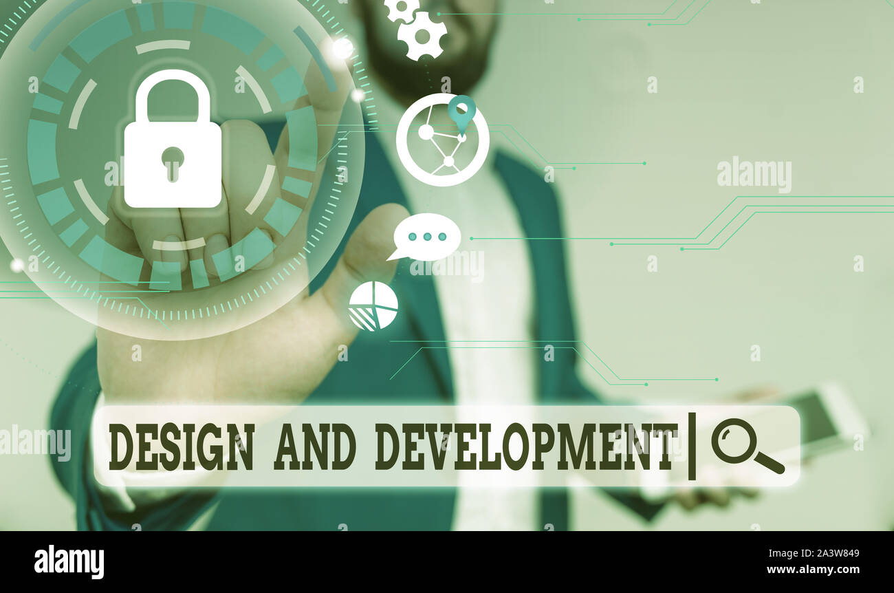 Text sign showing Design And Development. Business photo text Defining ...