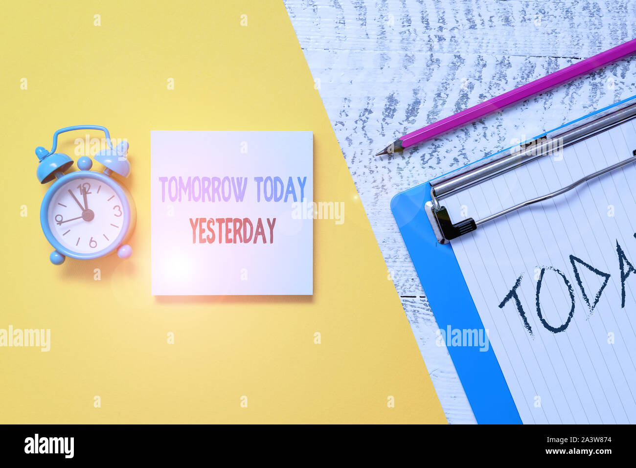 Writing note showing Tomorrow Today Yesterday. Business concept for ...
