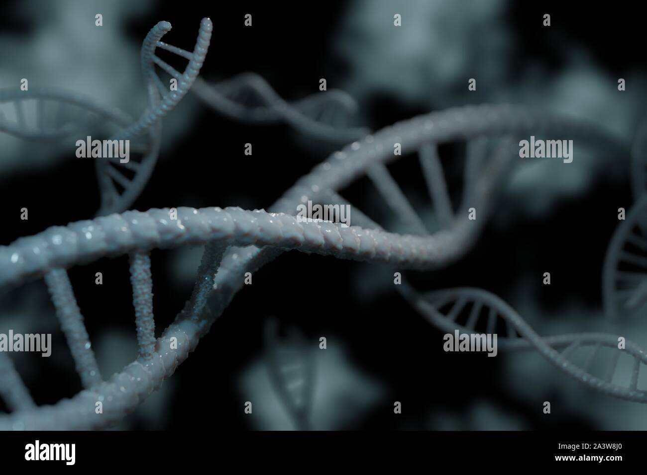 3D Rendering Digital illustration DNA structure in colour background ...