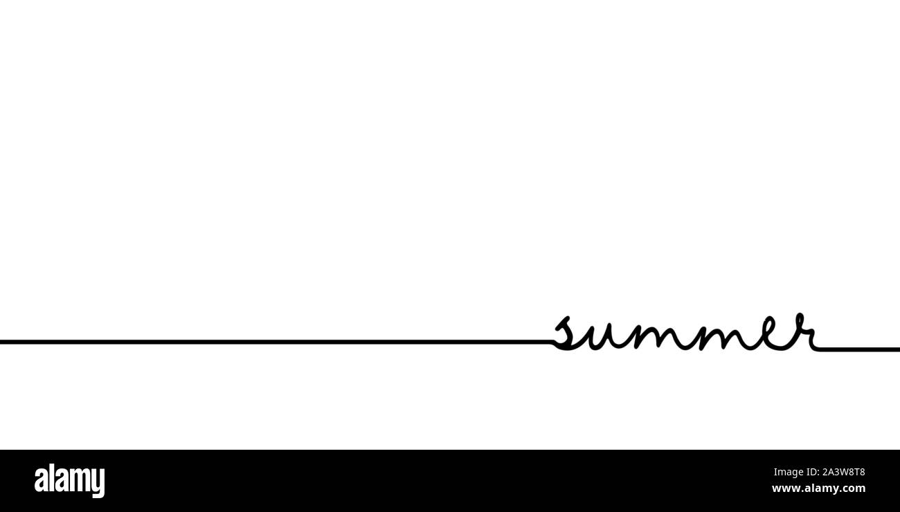 Summer - continuous one black line with word. Minimalistic drawing of phrase illustration Stock ...