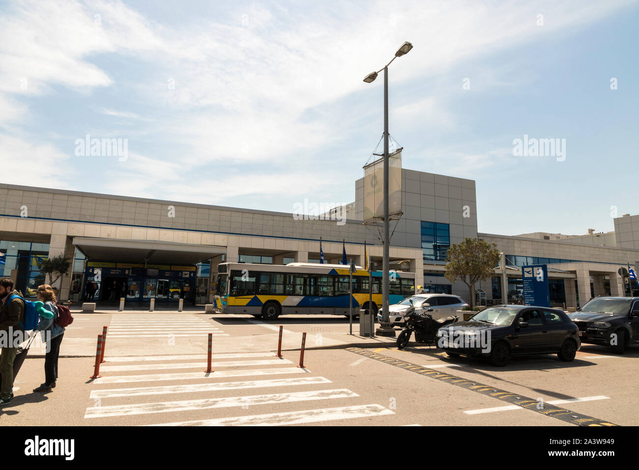 Athens, Greece. Exterior facade view of Athens International Airport ...