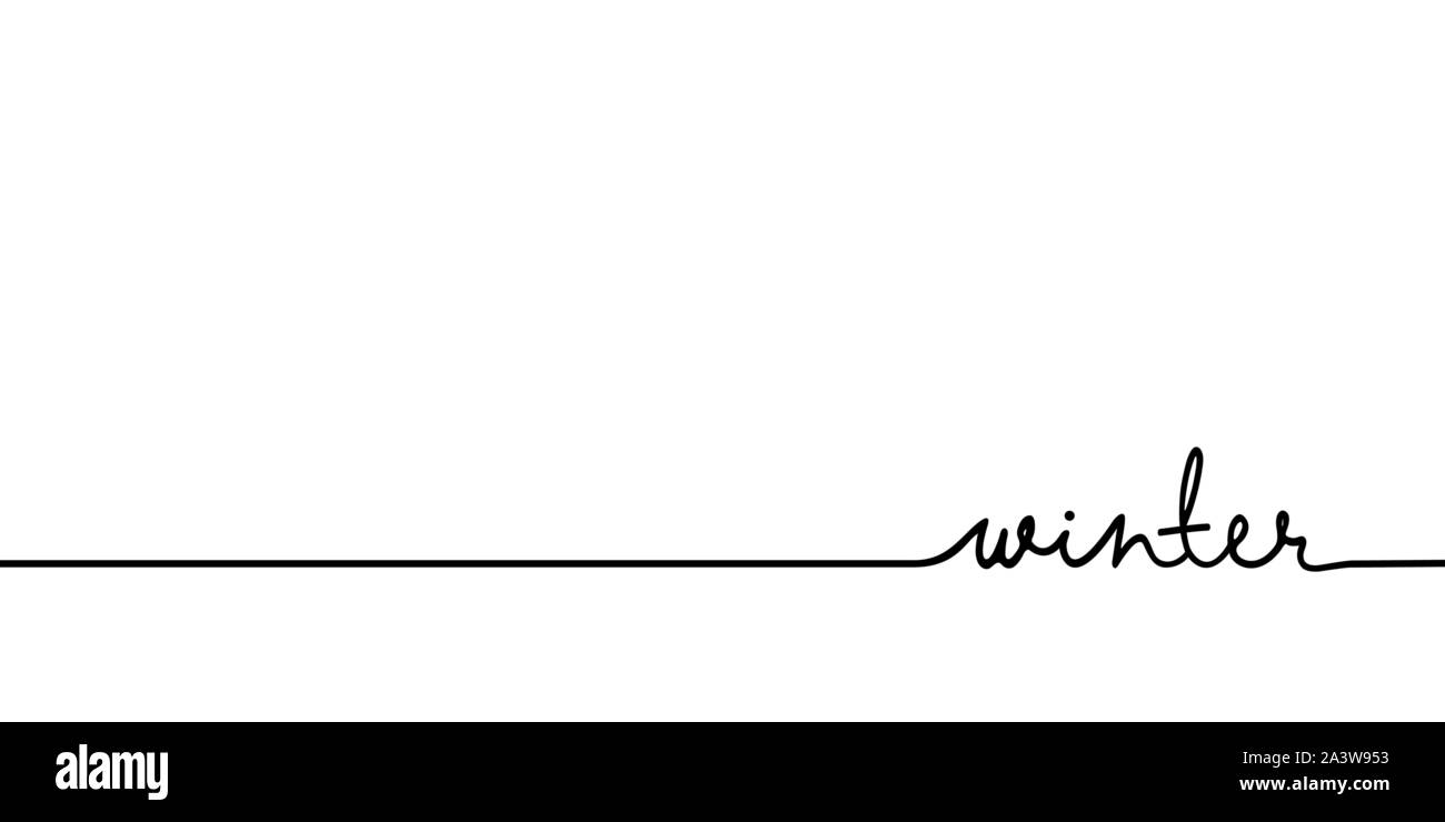 Winter - continuous one black line with word. Minimalistic drawing of phrase illustration Stock ...