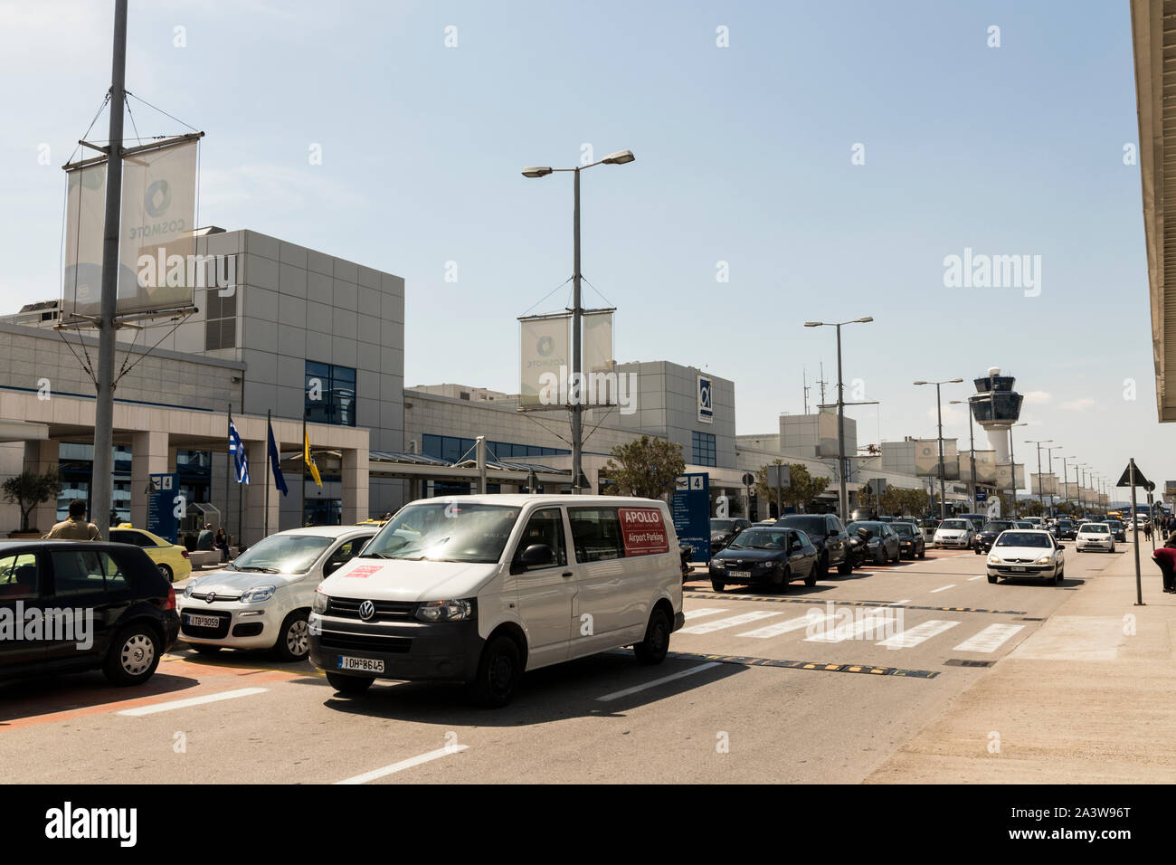 Athens, Greece. Exterior facade view of Athens International Airport ...