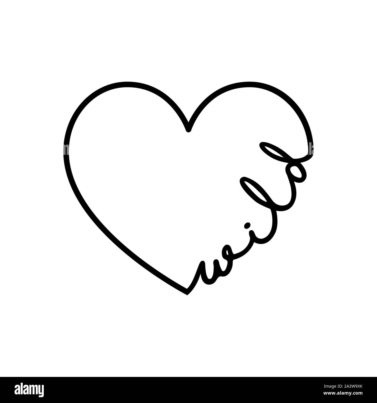 Wild - calligraphy word with hand drawn heart. Lettering symbol ...