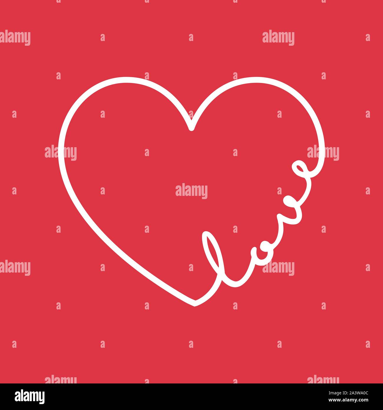 Love - calligraphy word with hand drawn heart. Lettering symbol ...