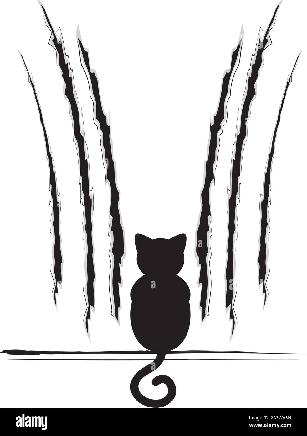 Stylized cat silhouette with claw scratches marks Stock Vector Image ...