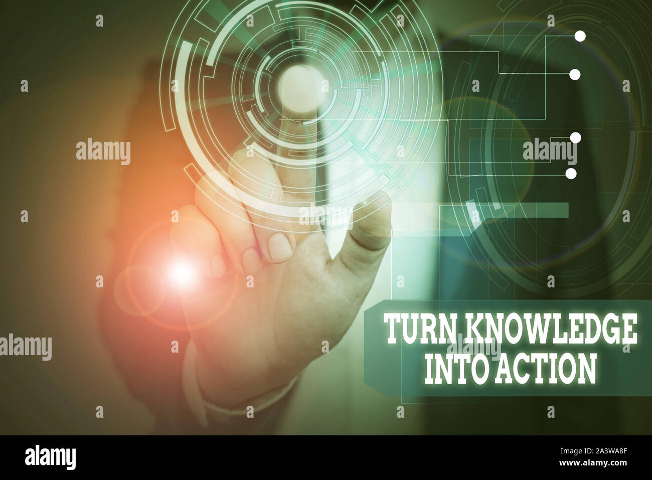 Text sign showing Turn Knowledge Into Action. Business photo text Apply ...
