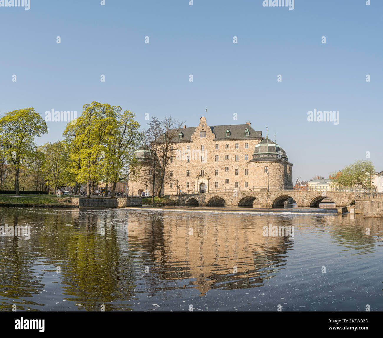 Orebro Castle (Örebro Slott) by river Svartan (Svartån). Sweden ...