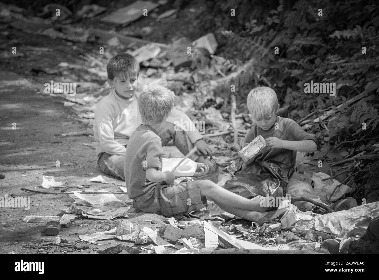 Poor kids in the streets surrounding the city of Srebrenica Stock Photo ...