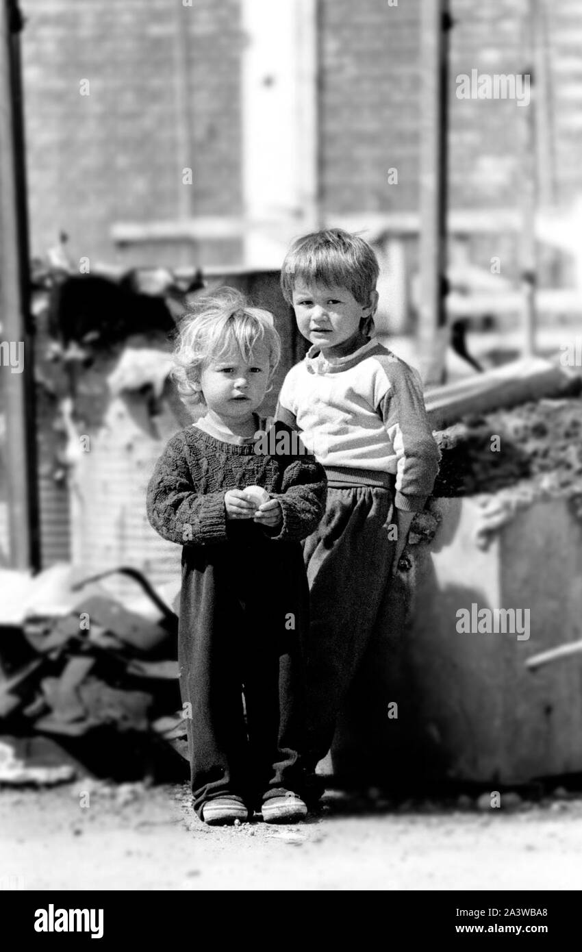 Poor kids in the streets surrounding the city of Srebrenica Stock Photo ...
