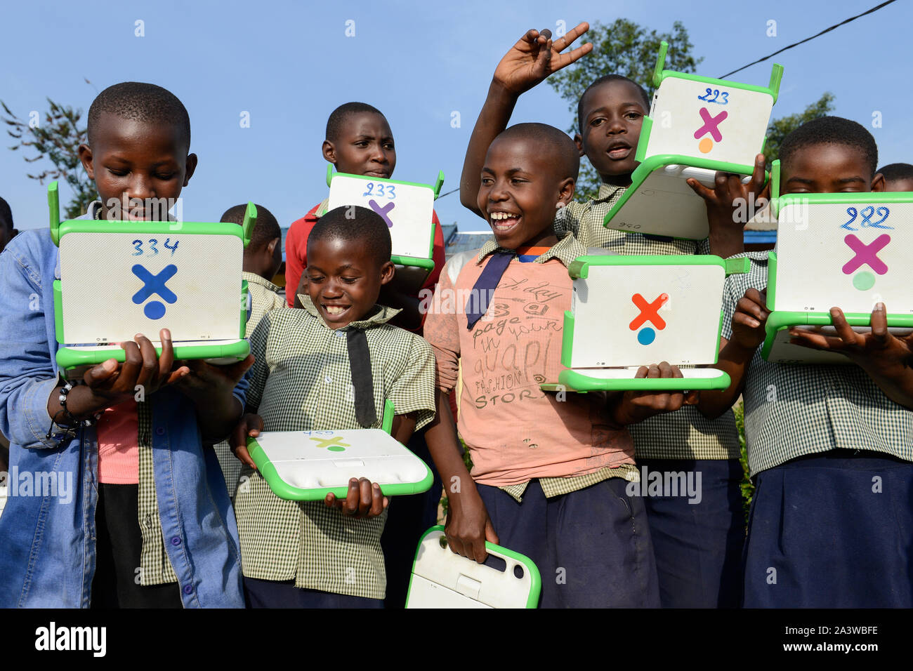 RWANDA, Ruhengeri, Initiative One laptop per child OLPC founded by ...