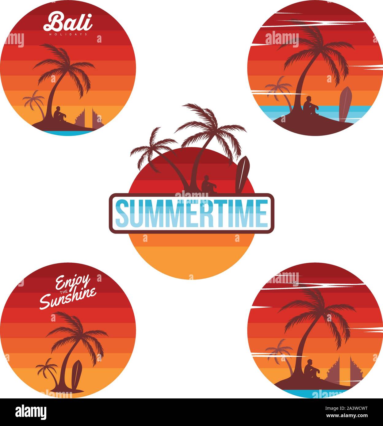 beach theme summer holiday sticker label vector set Stock Vector Image ...