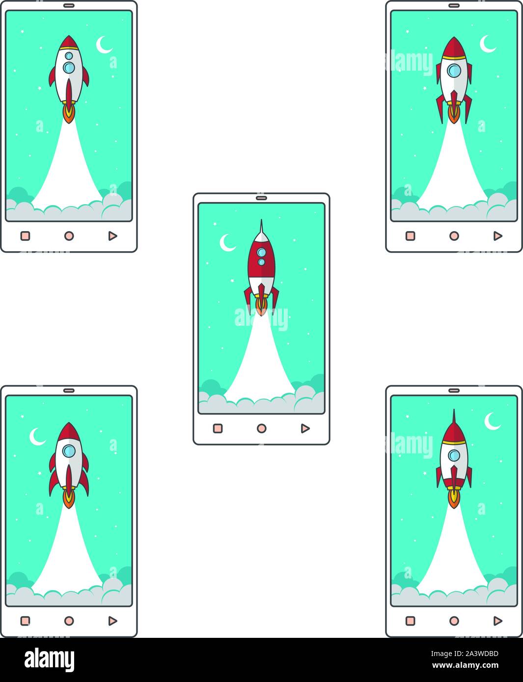 mobile phone rocket booster vector art set collection Stock Vector ...