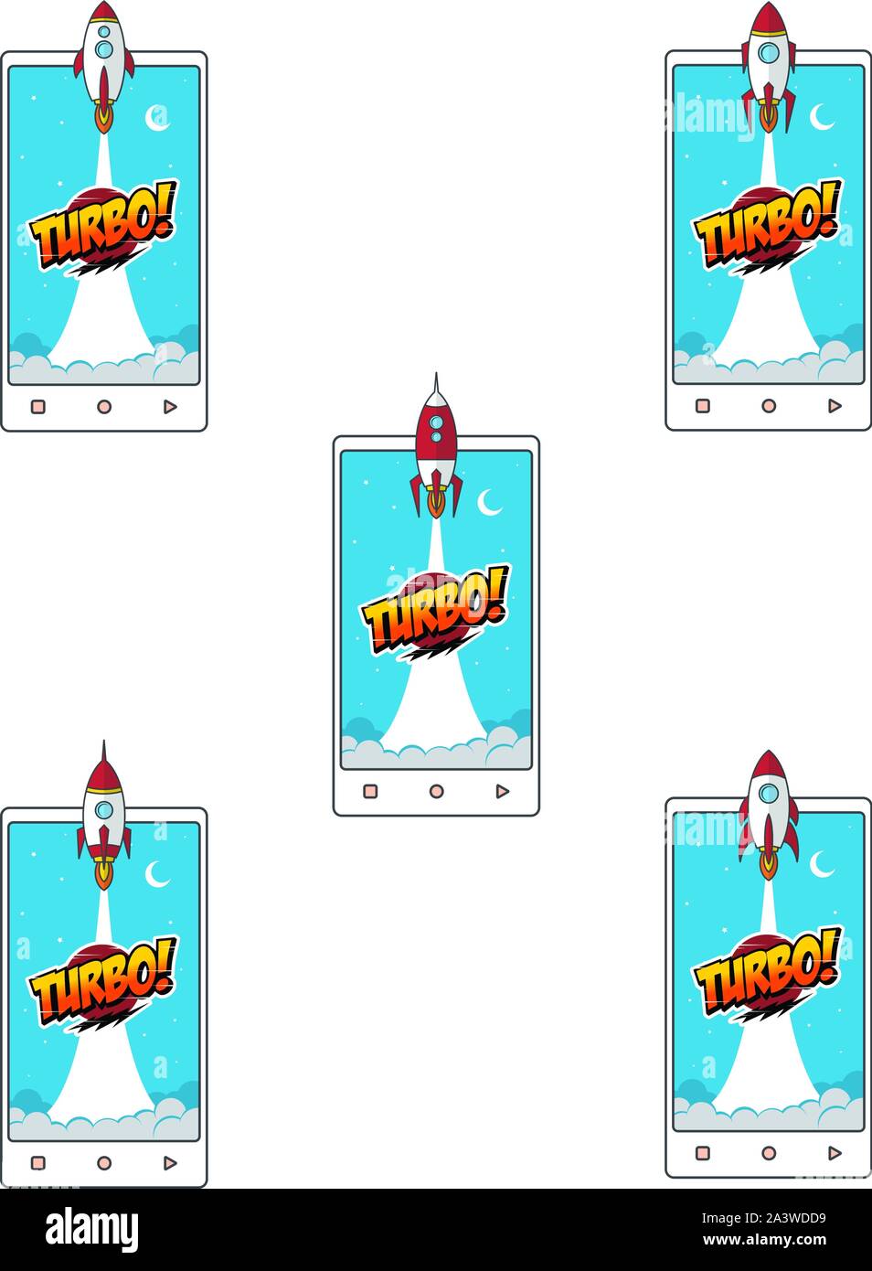 mobile phone rocket booster vector art set collection Stock Vector ...