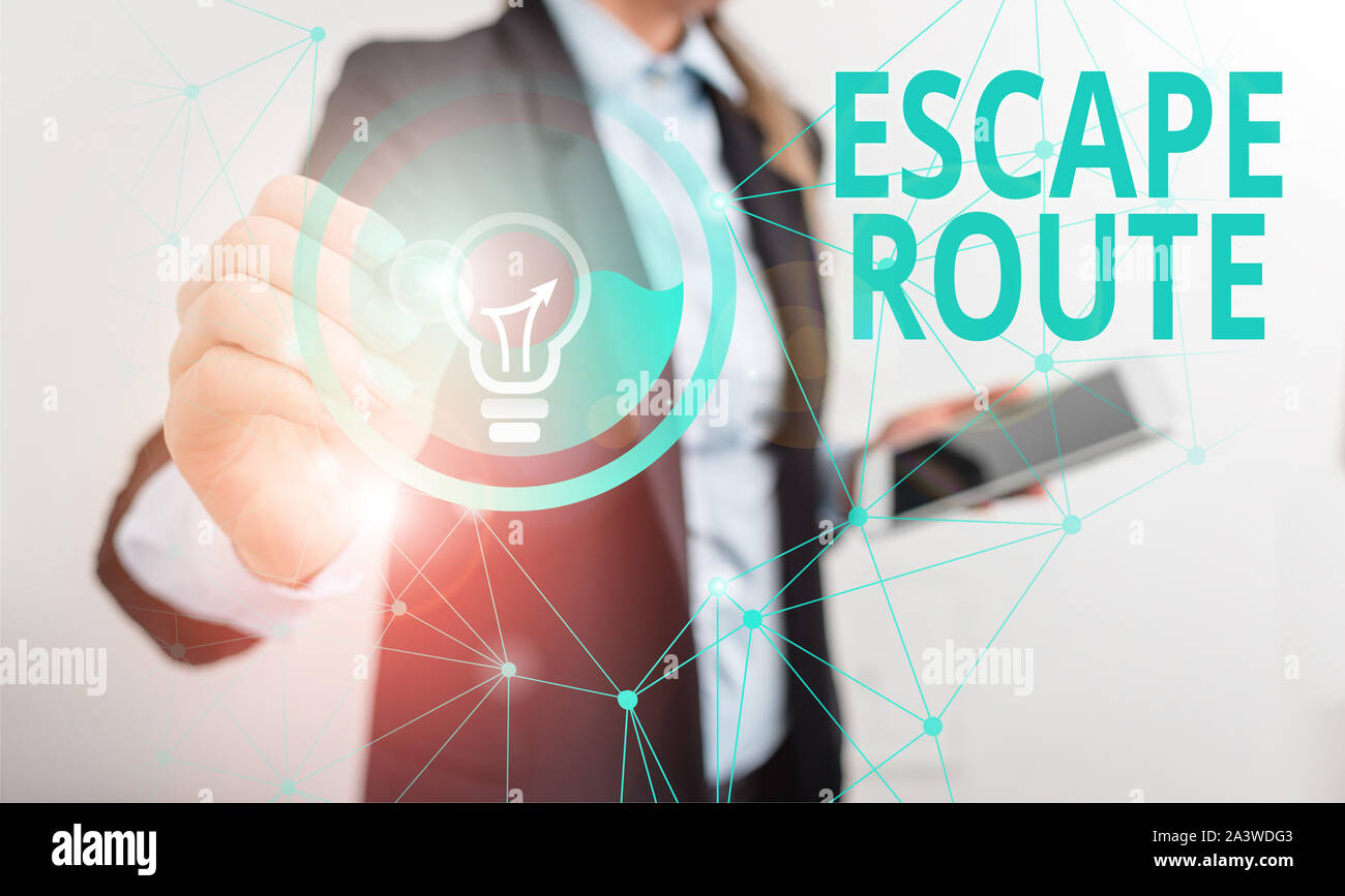 Conceptual hand writing showing Escape Route. Concept meaning a route ...