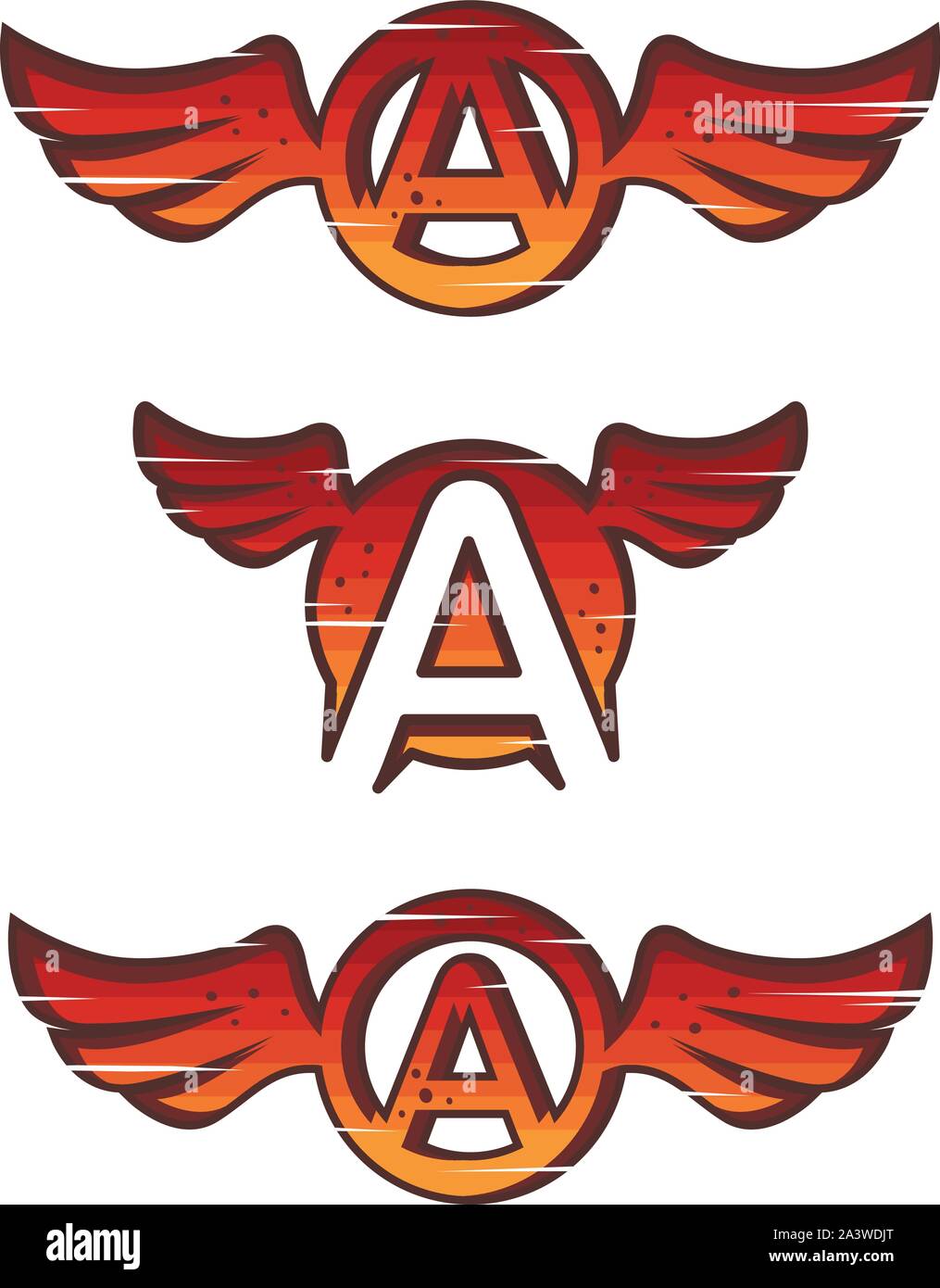 initial letter with wing vector art set collection Stock Vector Image ...