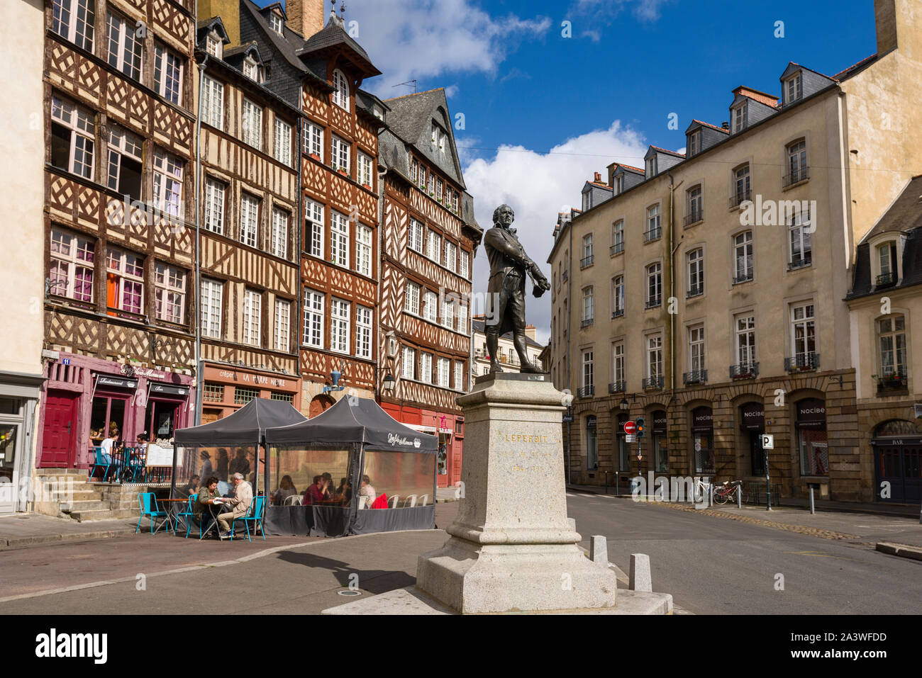 traditional half-timbered houses on Champ-Jacquet square, in the old ...