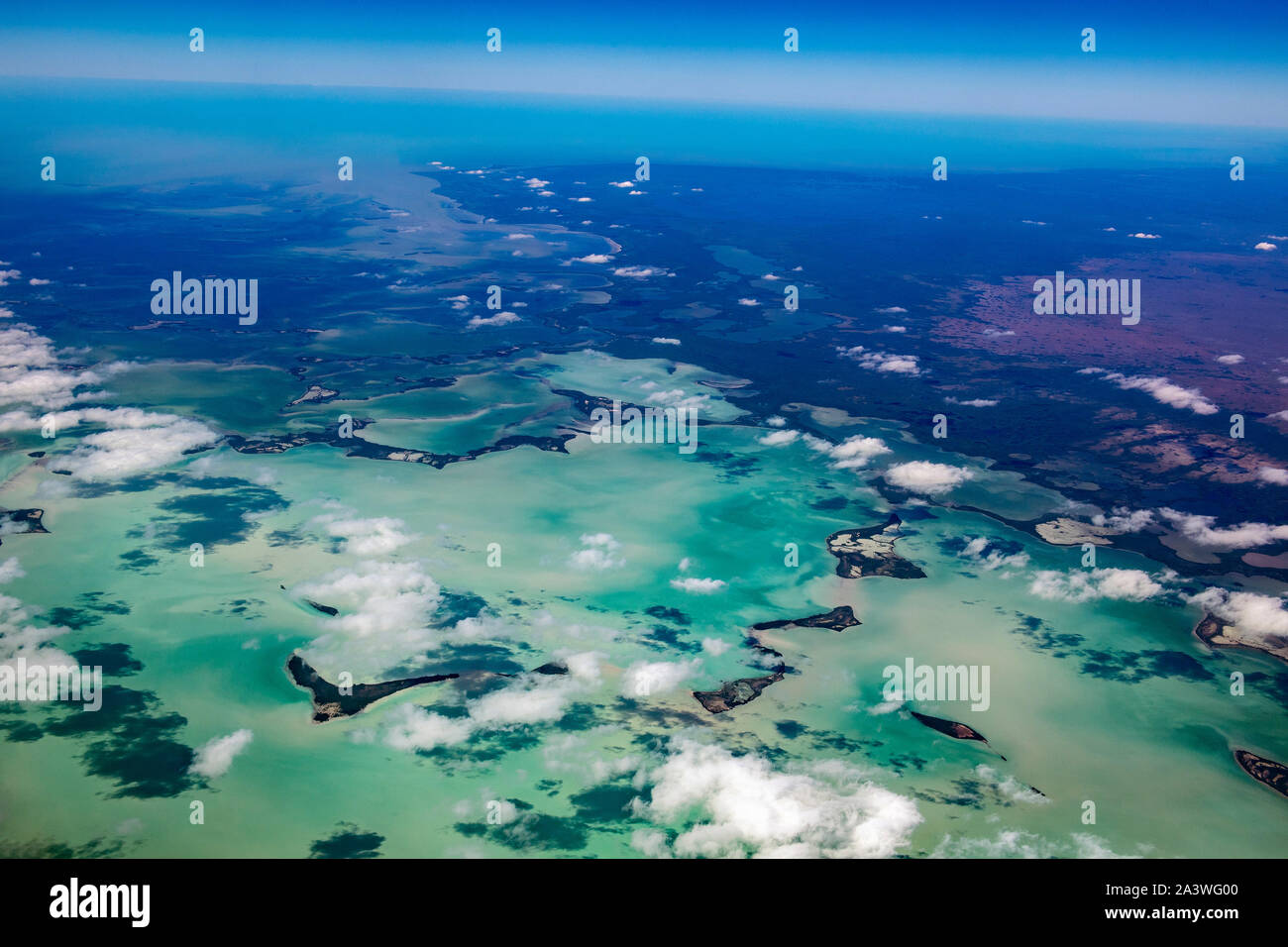 Florida Miami aerial view panorama landscape everglades from airlplane ...
