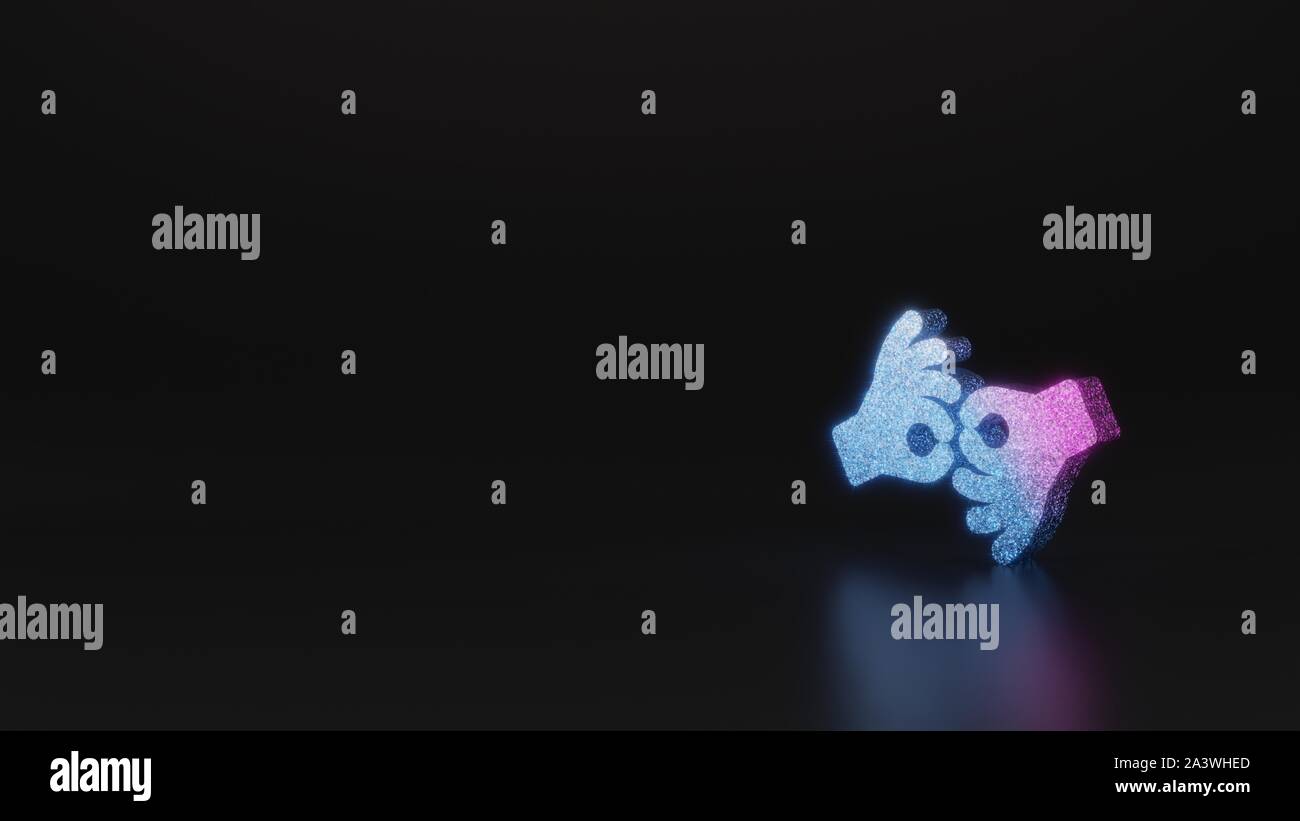 glitter neon violet pink ombre symbol of American sign language ...