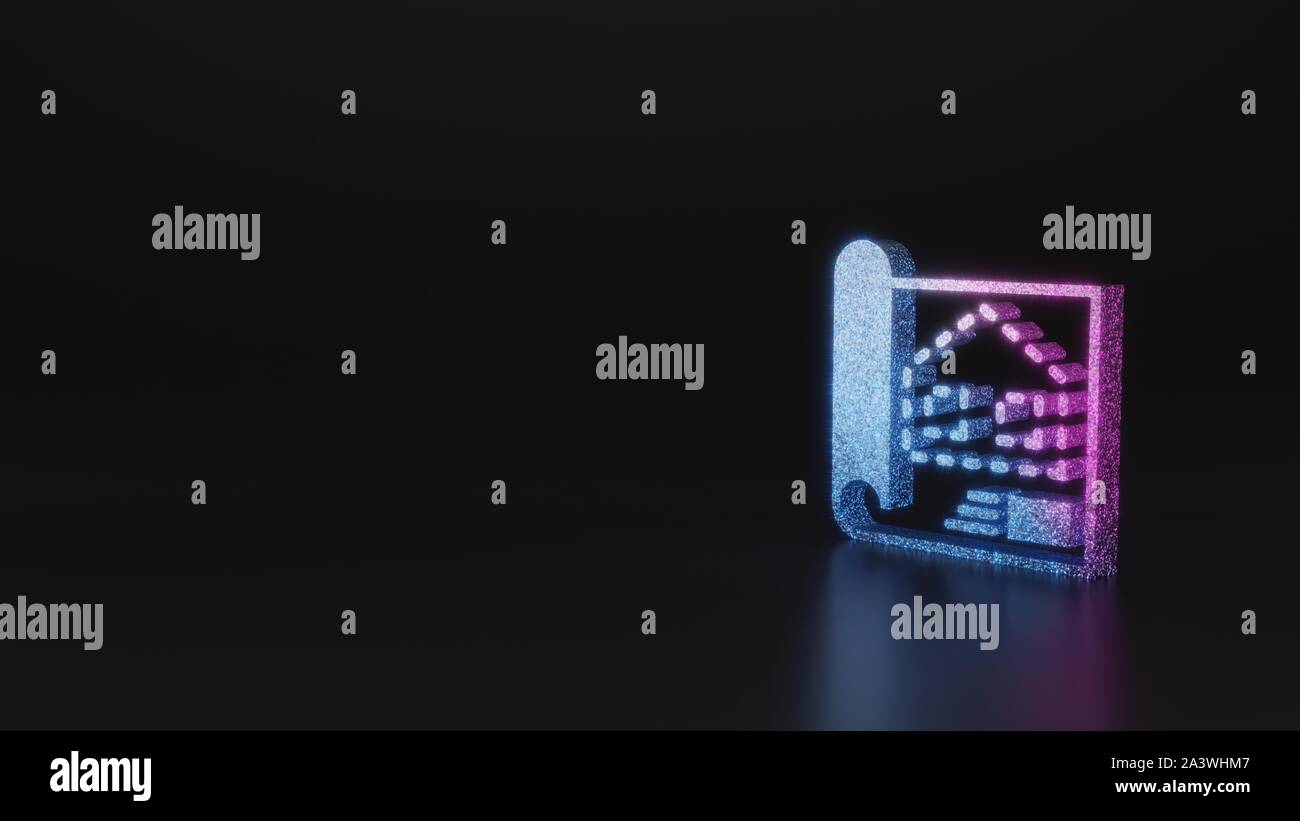 glitter neon violet pink ombre symbol of blueprint 3D rendering on ...