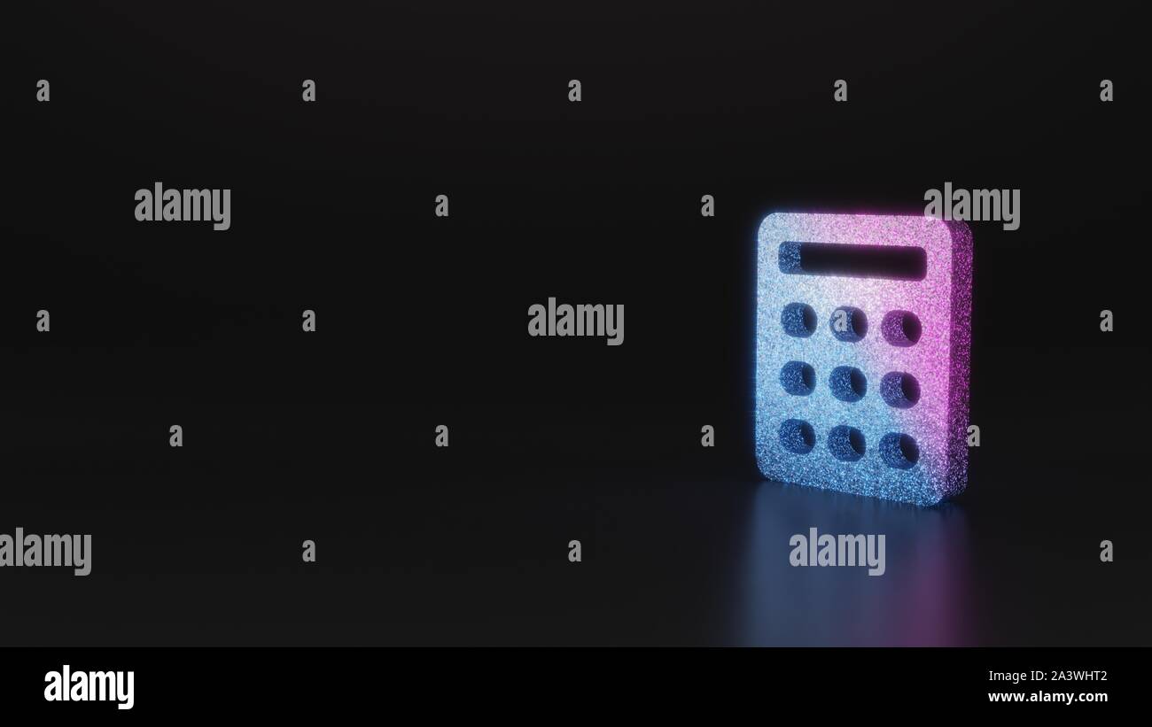 glitter neon violet pink ombre symbol of calculator with rounded ...
