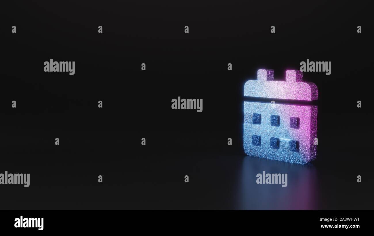 glitter neon violet pink ombre symbol of calendar with weeks 3D ...