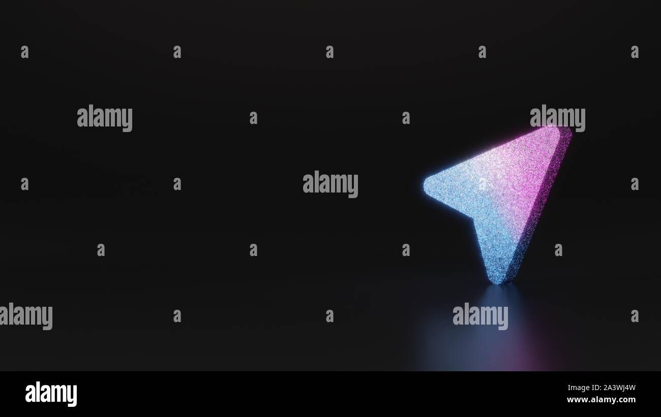 glitter neon violet pink ombre symbol of compass arrow 3D rendering on ...