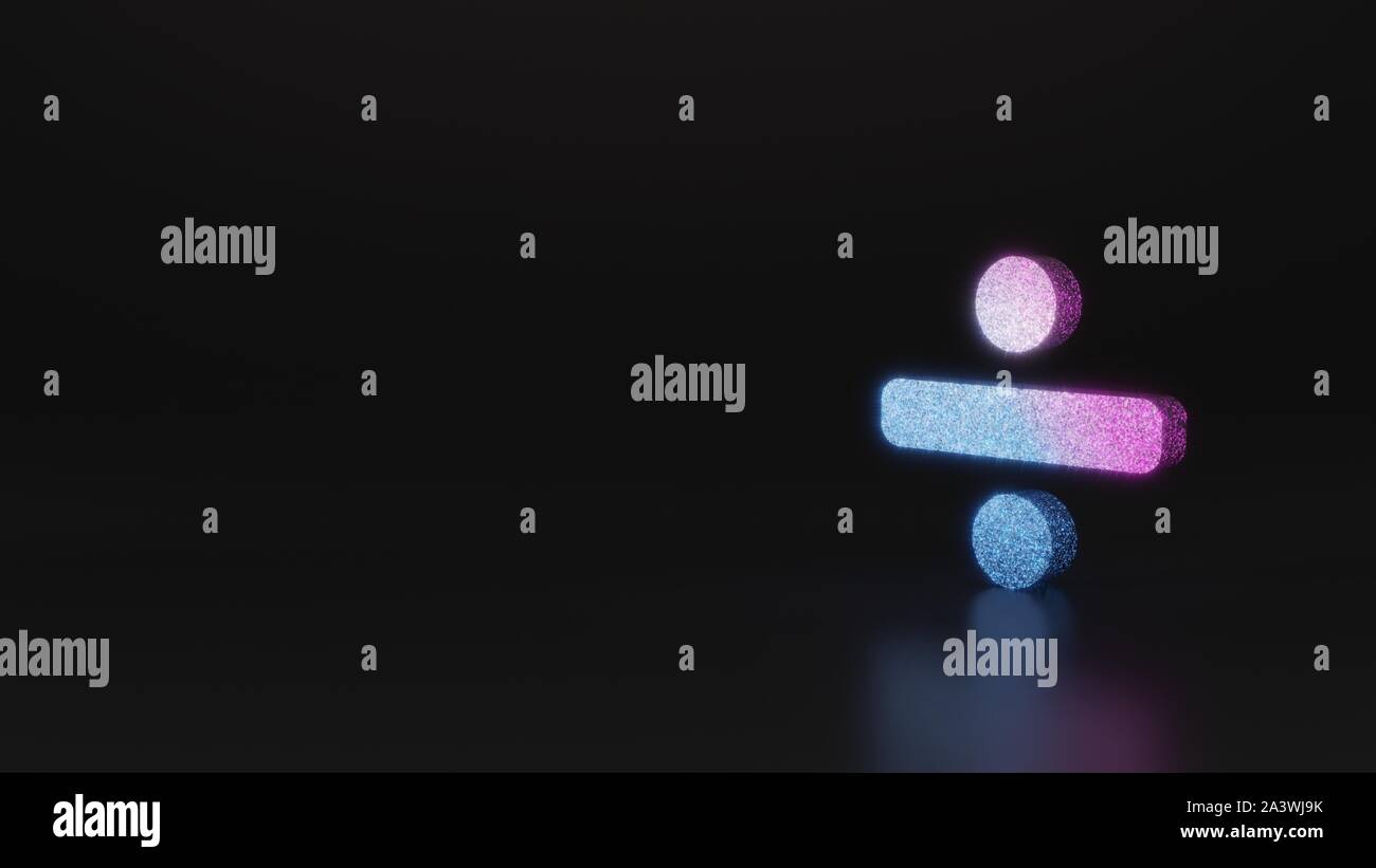 glitter neon violet pink ombre symbol of divide symbol 3D rendering on ...