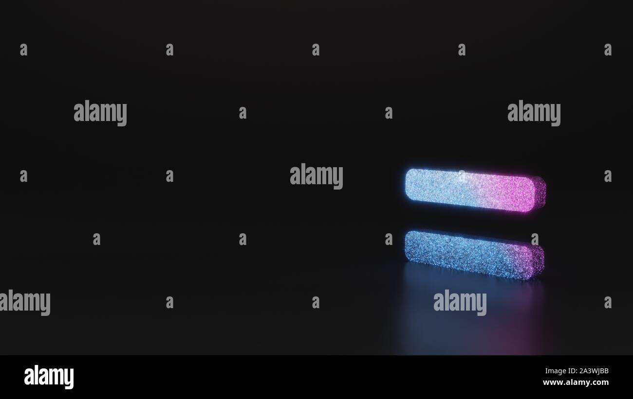 glitter neon violet pink ombre symbol of equals rounded sign 3D ...