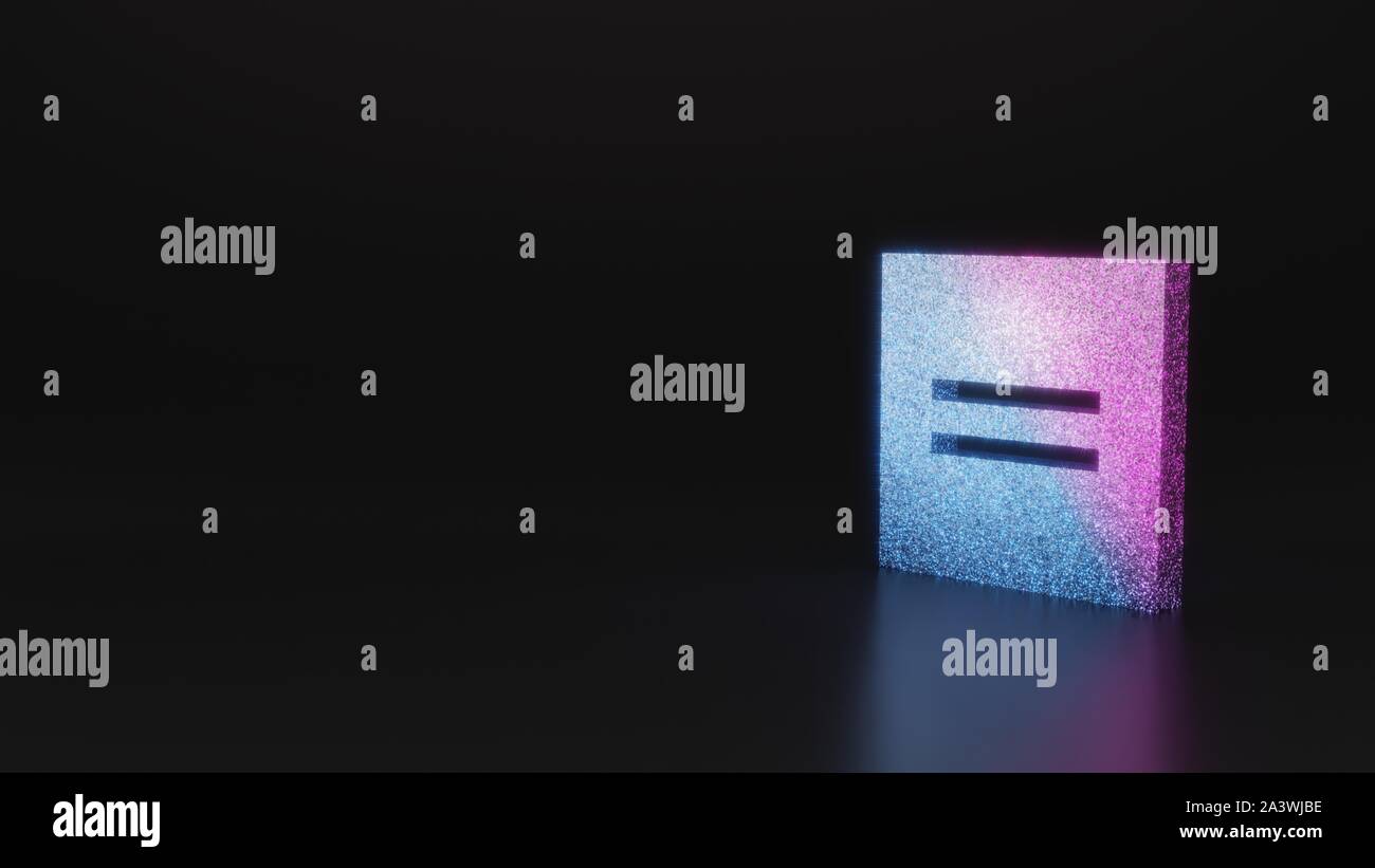 glitter neon violet pink ombre symbol of equal symbol in square 3D ...