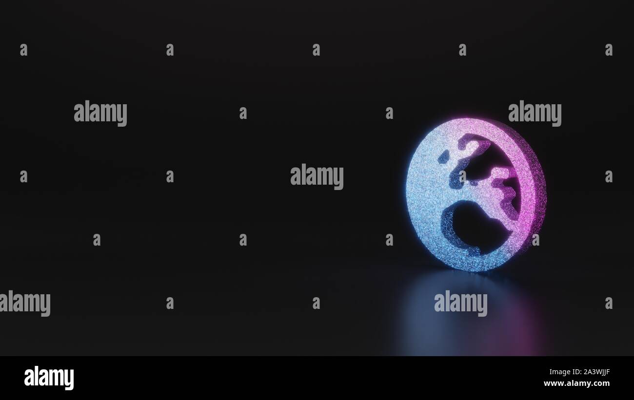 glitter neon violet pink ombre symbol of globe Europe continent 3D ...