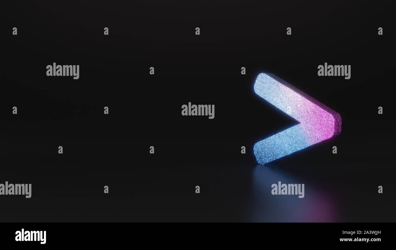 glitter neon violet pink ombre symbol of greater than symbol 3D ...